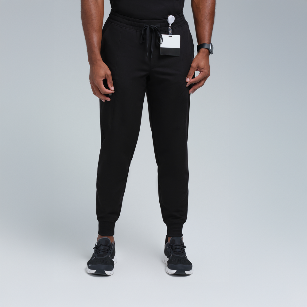 Kronos Eight-Pocket Men’s Jogger Scrub Pants – Black | Sleeklemon